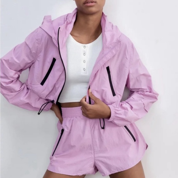 Zara | Jackets & Coats | Zara Coord Set Cropped Raincoat With Zippers ...